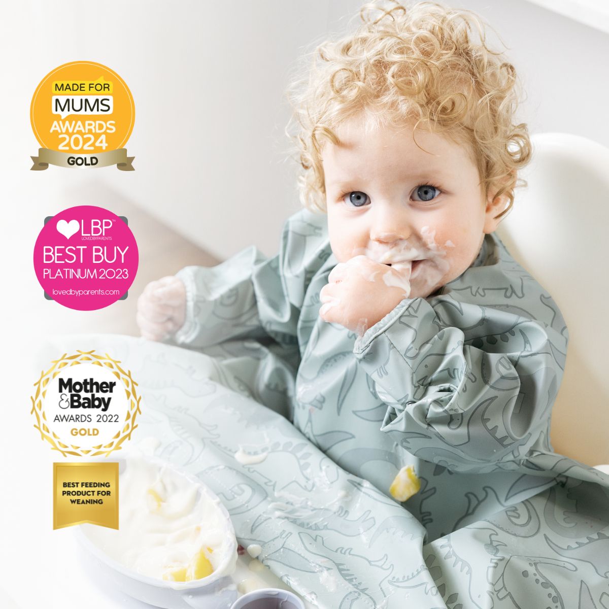Baby Coverall Weaning Bib With Long Sleeves Bibado